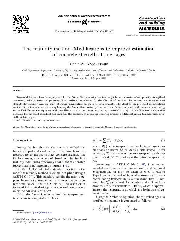 (PDF) The maturity method: Modifications to improve estimation of concrete strength at later ages