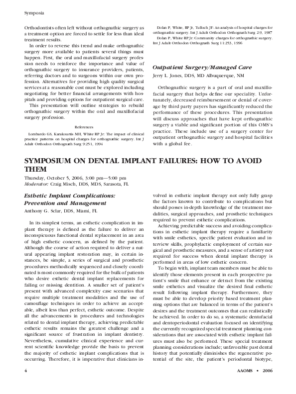 (PDF) Esthetic Implant Complications: Prevention and Management