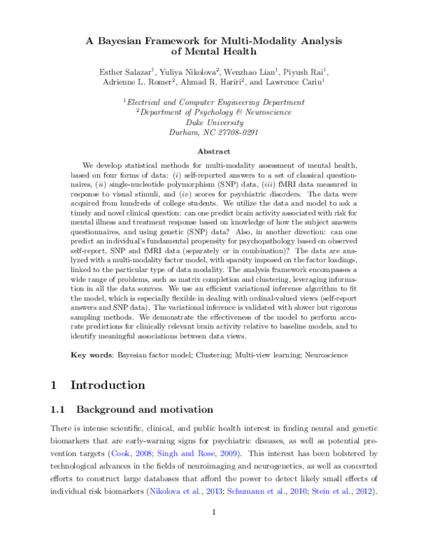 Pdf A Bayesian Framework For Multi Modality Analysis Of Mental Health
