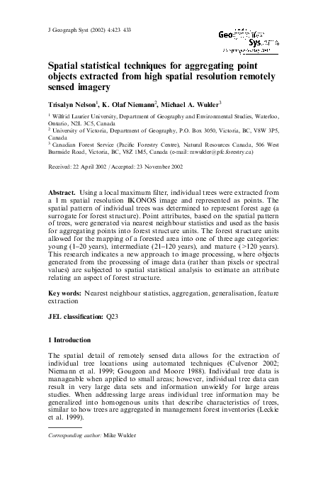(PDF) Spatial statistical techniques for aggregating point objects extracted from high spatial ...