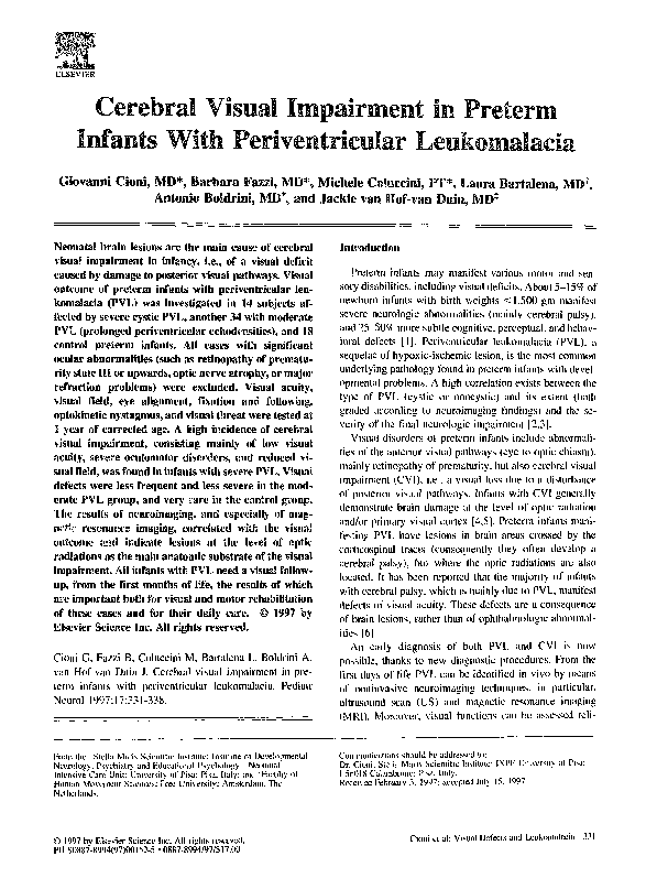 (PDF) Cerebral visual impairment in preterm infants with ...