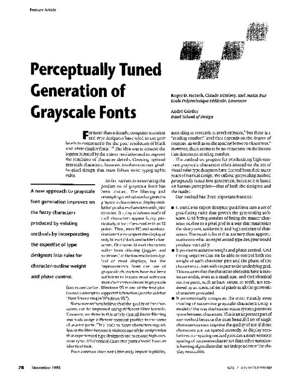 (PDF) Perceptually tuned generation of grayscale fonts