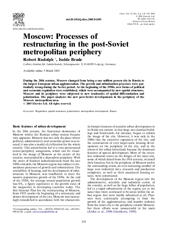 (PDF) Moscow: Processes of restructuring in the post-Soviet ...