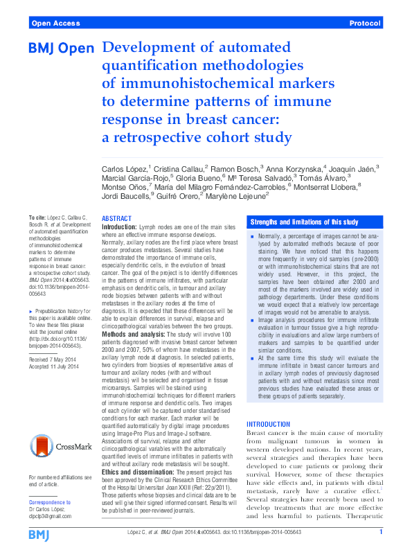 (PDF) Development of automated quantification methodologies of immunohistochemical markers to ...