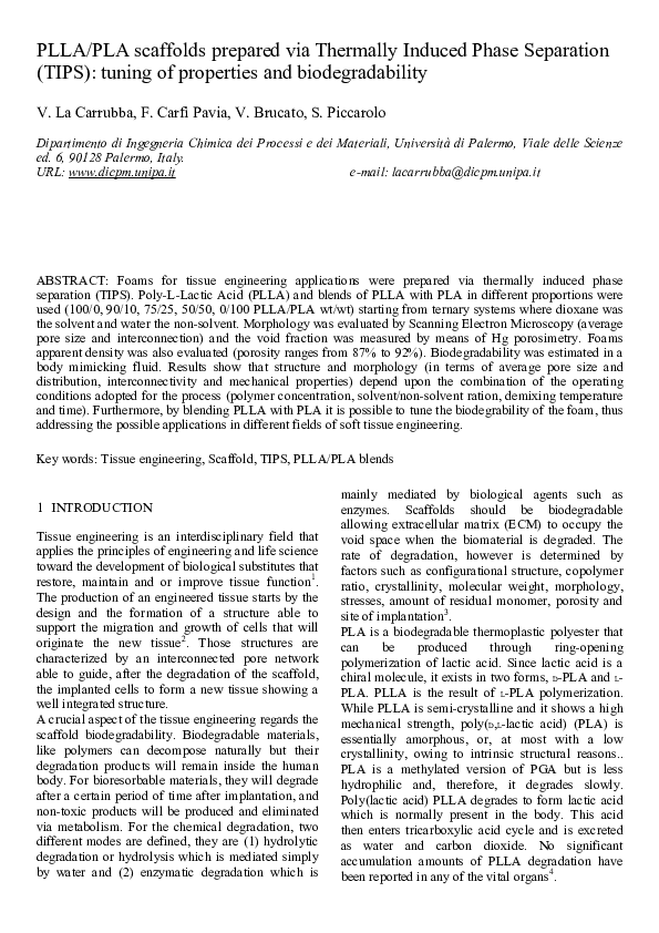 (PDF) PLLA/PLA scaffolds prepared via Thermally Induced Phase ...