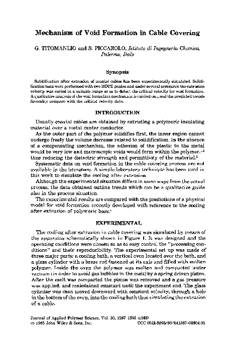 (PDF) Mechanism of void formation in cable covering