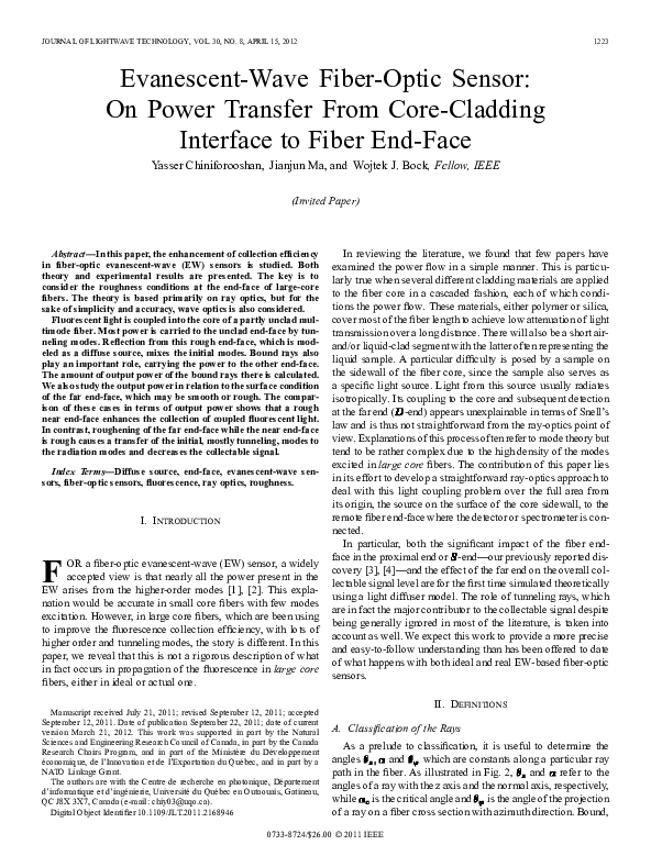 (PDF) Evanescent-wave fiber-optic sensor: on power transfer from core-cladding interface to ...