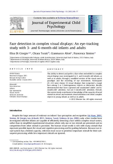 (PDF) Face detection in complex visual displays: An eye-tracking study ...