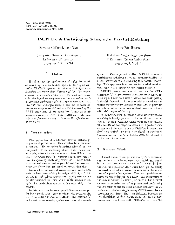 Pdf Partes A Partitioning Scheme For Parallel Matching