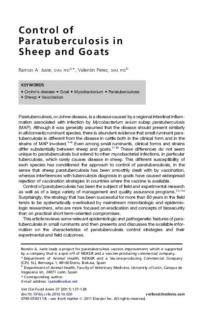 (PDF) Control of Paratuberculosis in Sheep and Goats