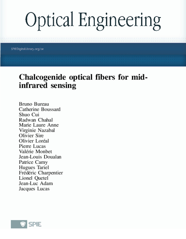 (PDF) Chalcogenide optical fibers for mid-infrared sensing