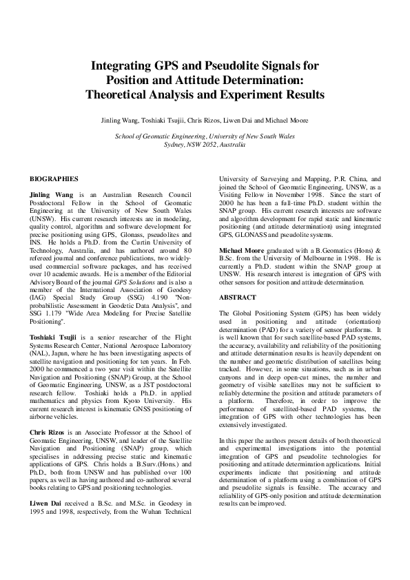(PDF) GPS Interferometric Attitude and Heading Determination: Initial ...