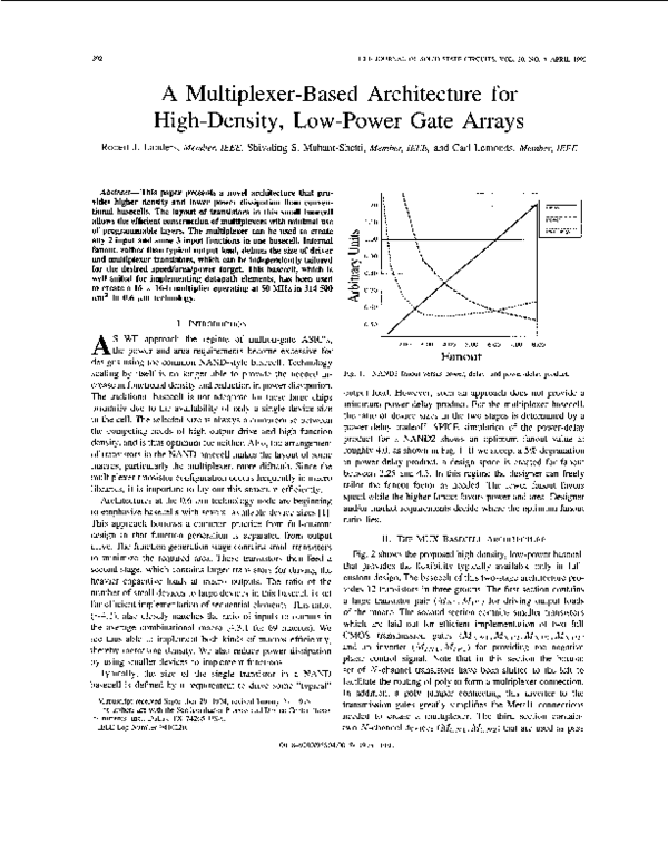 Pdf Multiplexer Based Architecture For High Density Low Power Gate Arrays