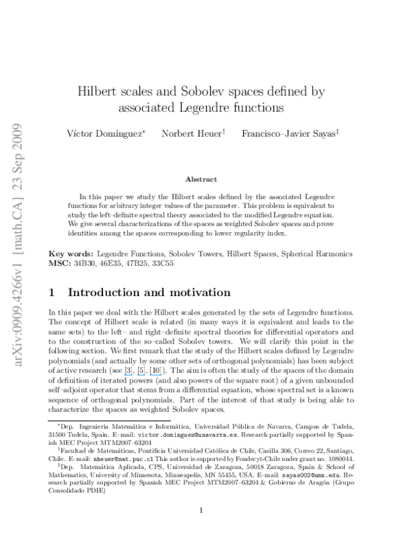 Pdf Hilbert Scales And Sobolev Spaces Defined By Associated Legendre Functions