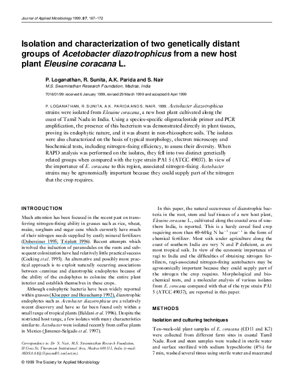 Pdf Isolation And Characterization Of Two Genetically Distant Groups