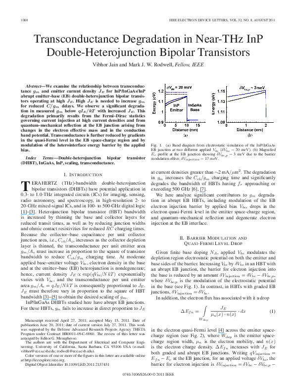 (PDF) Transconductance Degradation in Near-THz InP Double ...