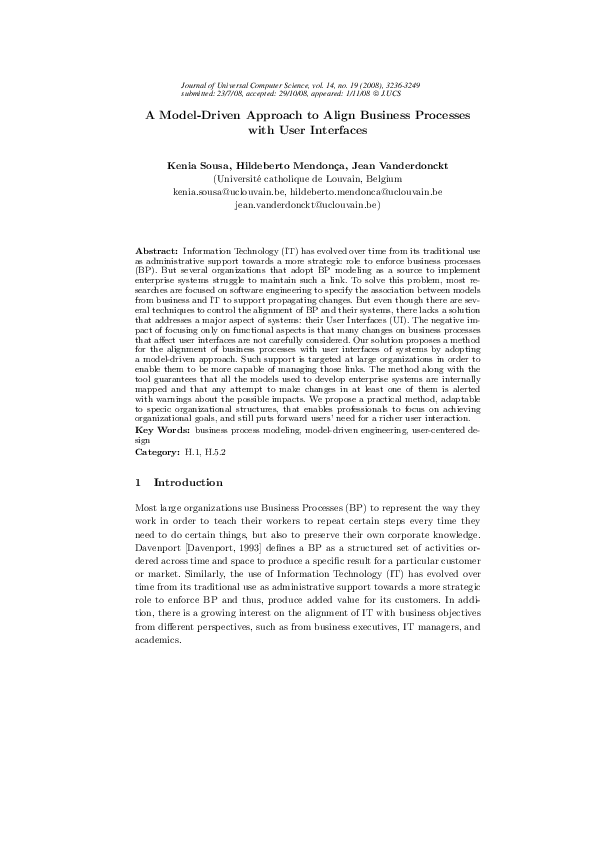 (PDF) A model-driven approach to align business processes with user interfaces