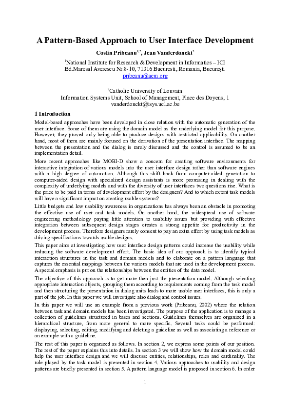(DOC) A Pattern-based Approach to User Interface Development | Jean Vanderdonckt - Academia.edu