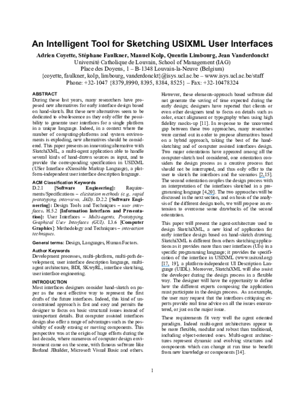 (PDF) An Intelligent Tool for Sketching USIXML User Interfaces