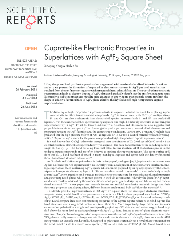 (PDF) Cuprate-like Electronic Properties in Superlattices with AgIIF2 ...