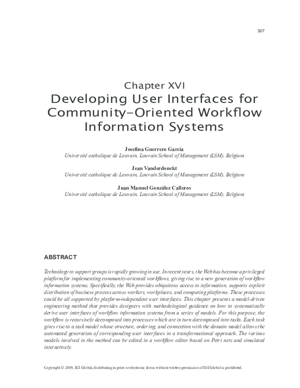 (PDF) Developing User Interfaces for Community-Oriented Workflow Information Systems
