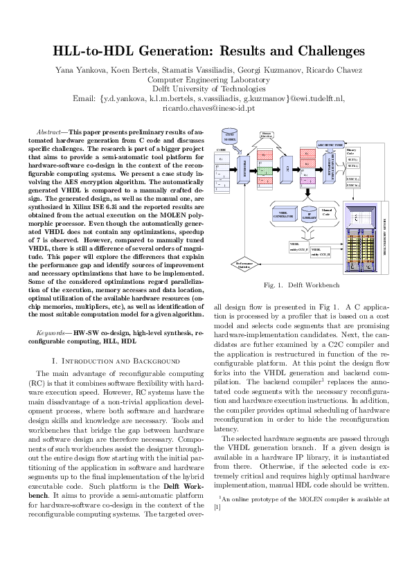 (PDF) HLL-to-HDL Generation: Results and Challenges