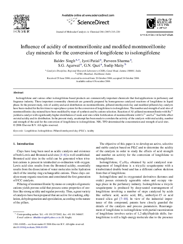 (PDF) Influence of acidity of montmorillonite and modified ...