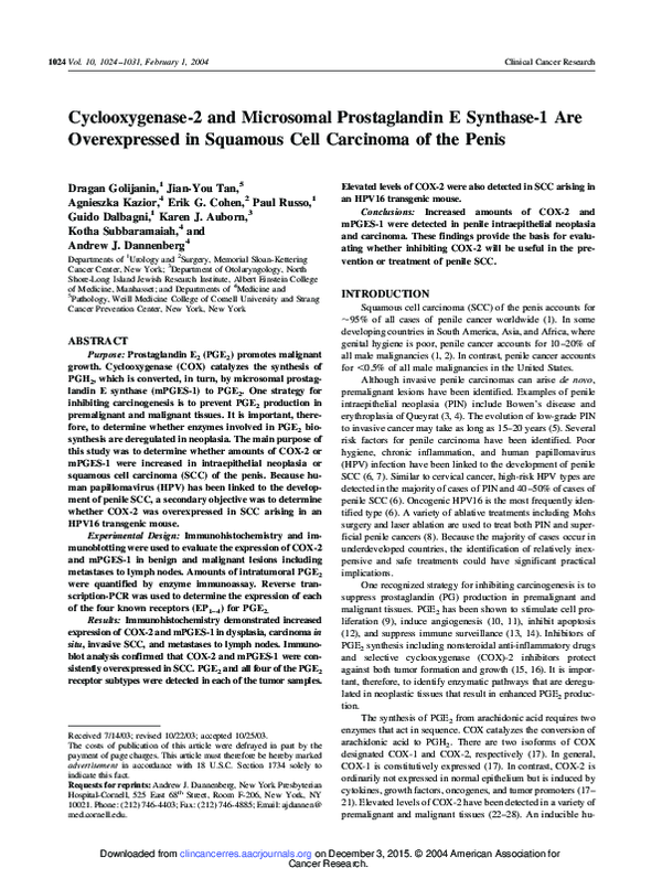 (PDF) Cyclooxygenase-2 and Microsomal Prostaglandin E Synthase-1 Are ...