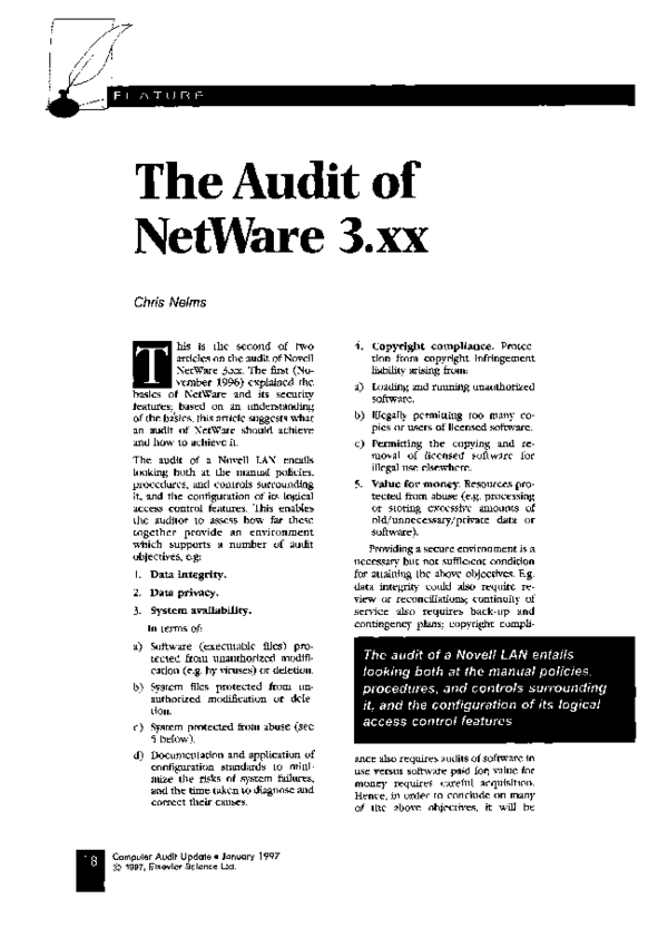 (PDF) The audit of NetWare 3.xx