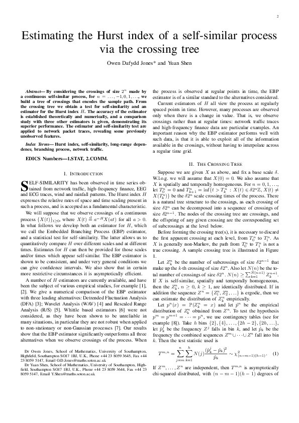 (PDF) Estimating the Hurst index of a self-similar process via the ...