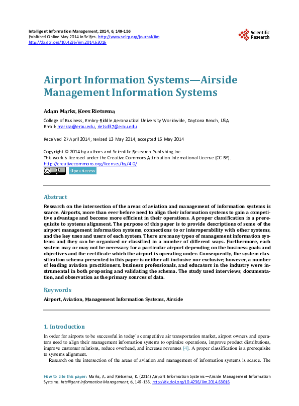 (PDF) Airport Information Systems—Airside Management Information Systems