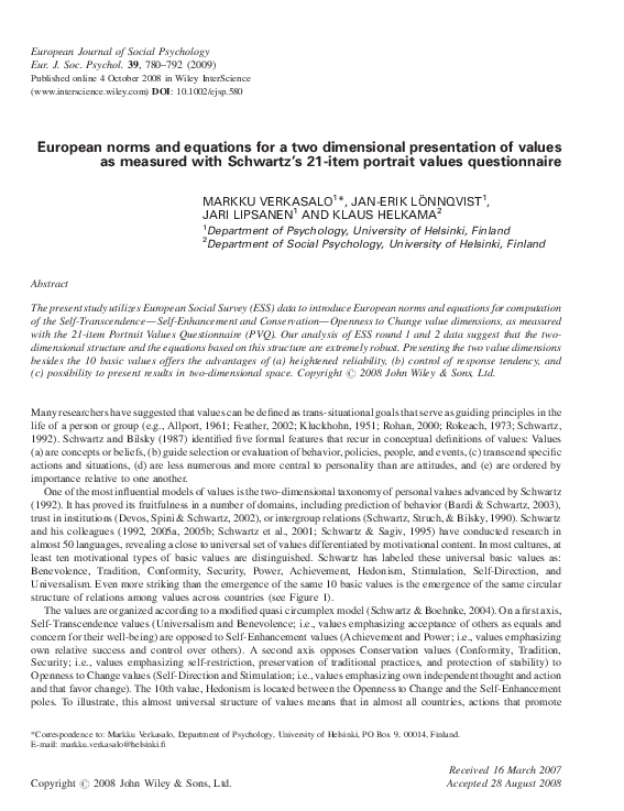 (PDF) European norms and equations for a two dimensional presentation ...