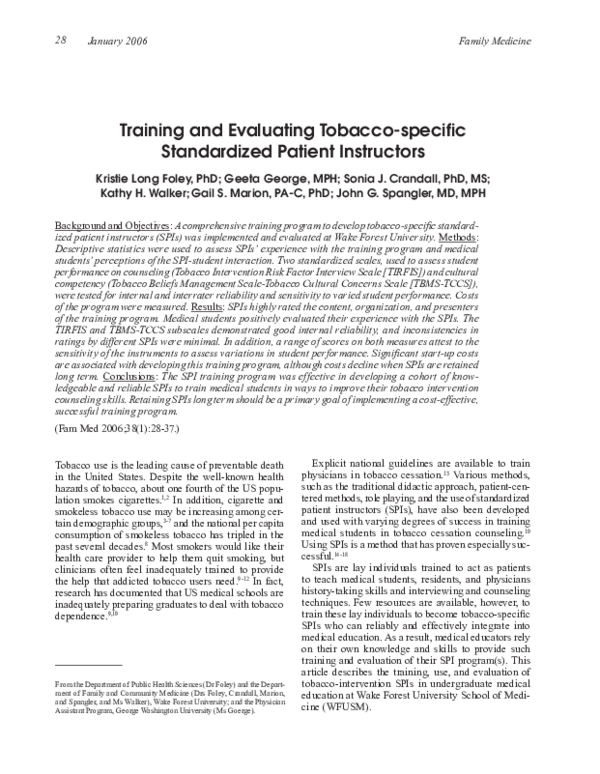 (PDF) Training and evaluating tobacco-specific standardized patient ...