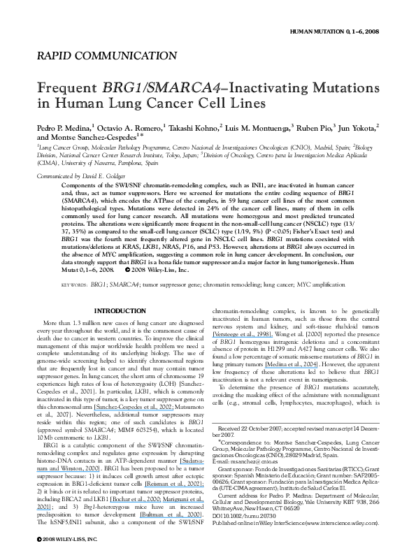 (PDF) Frequent BRG1/SMARCA4-inactivating mutations in human lung cancer ...