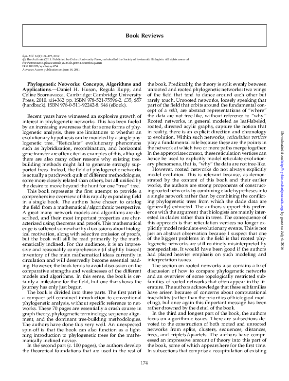 (PDF) Phylogenetic Networks: Concepts, Algorithms and Applications