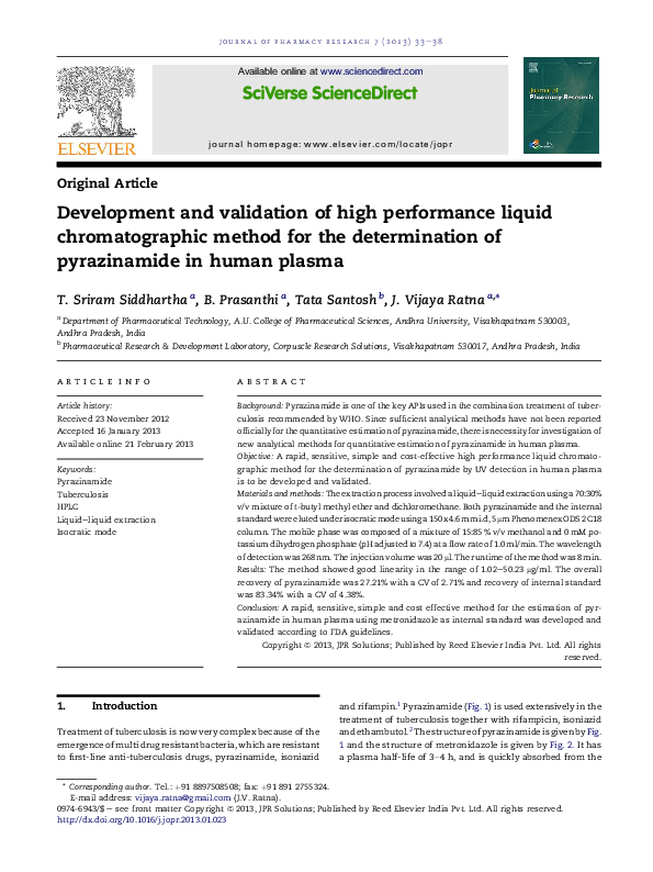 (PDF) Development and validation of high-performance liquid chromatographic methods for the ...