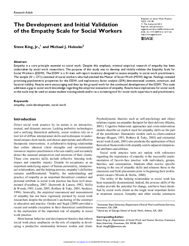 (PDF) Empathy Scale for Social Workers