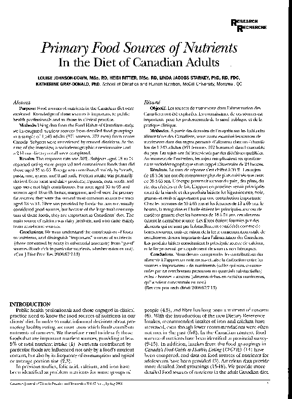 PDF Primary Food Sources Of Nutrients In The Diet Of Canadian Adults pdf-primary-food-sources-of-nutrients-in-the-diet-of-canadian-adults