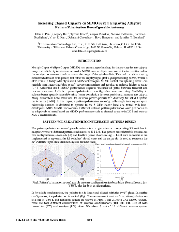 (PDF) Increasing channel capacity on MIMO system employing adaptive pattern/polarization ...
