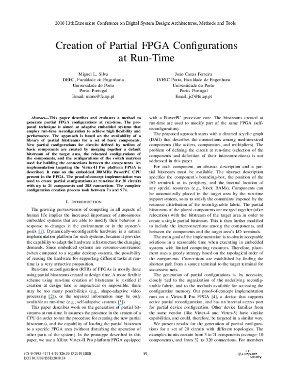 Pdf Creation Of Partial Fpga Configurations At Run Time