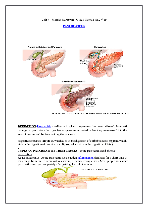 (DOC) Pancreaitits notes