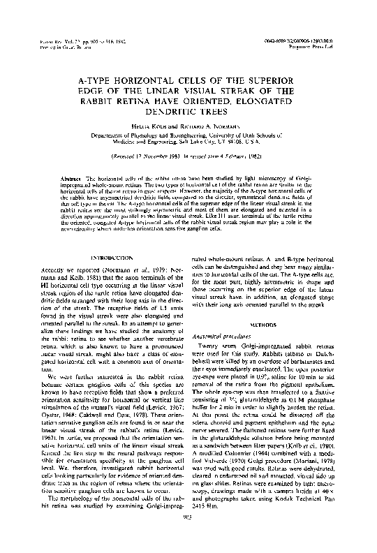 (PDF) A-type horizontal cells of the superior edge of the linear visual ...