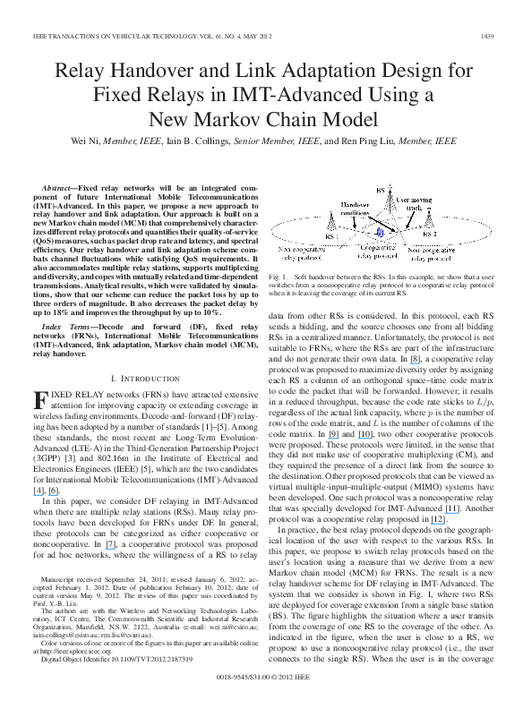(PDF) Relay Handover and Link Adaptation Design for Fixed Relays in IMT ...