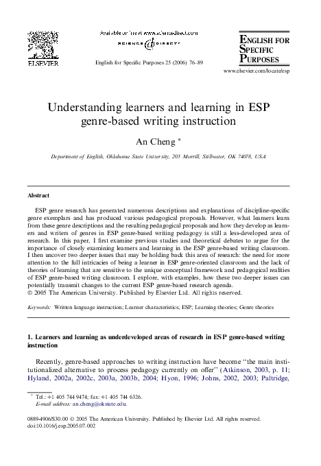 Pdf Genre Based Writing Instruction Implications In Esp Classroom Mojibur Rahman