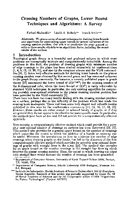 (PDF) Crossing numbers of graphs, lower bound techniques and algorithms ...