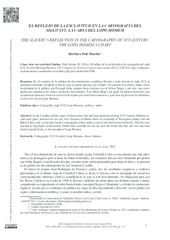 (PDF) El reflejo de la esclavitud en la cartografía del siglo XVI: La ...