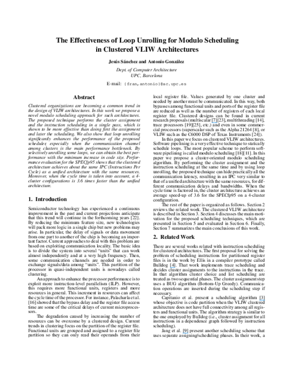 Pdf The Effectiveness Of Loop Unrolling For Modulo Scheduling In 8838