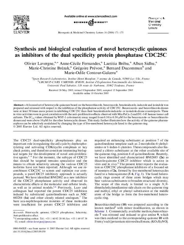 (PDF) Synthesis and biological evaluation of novel hydroquinone ...