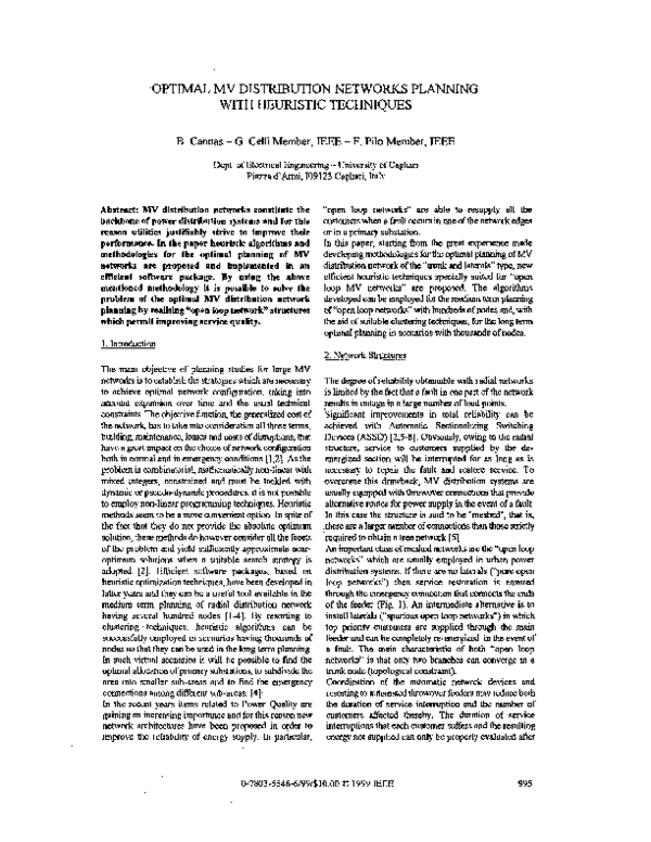 (PDF) Optimal MV distribution networks planning with heuristic ...