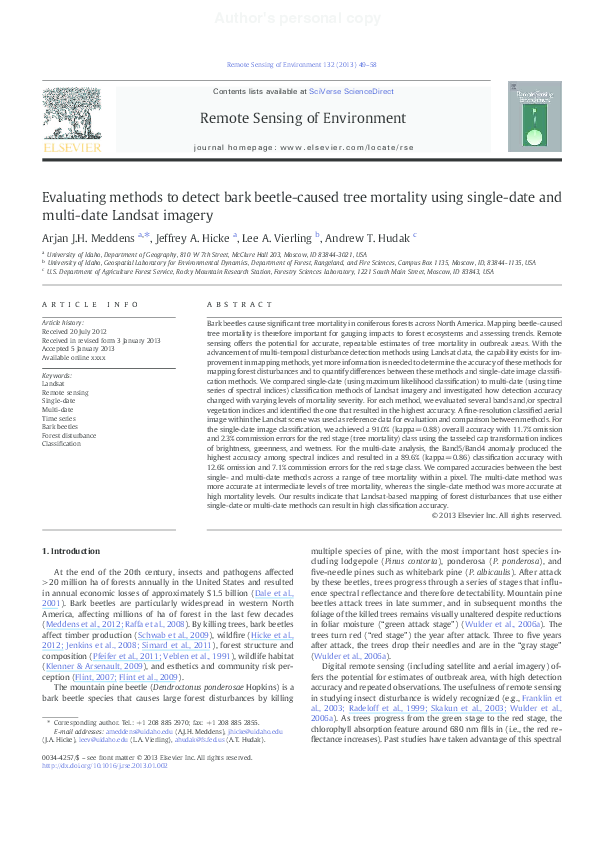 (PDF) Evaluating methods to detect bark beetle-caused tree mortality ...